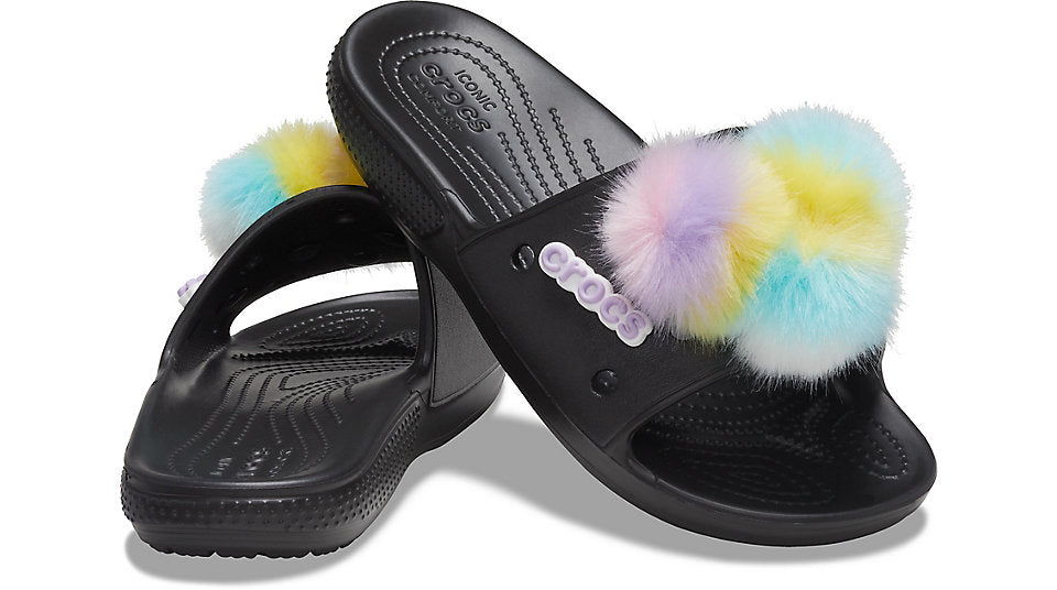 Crocs Classic Fur Sure Slide Black – Sole Central